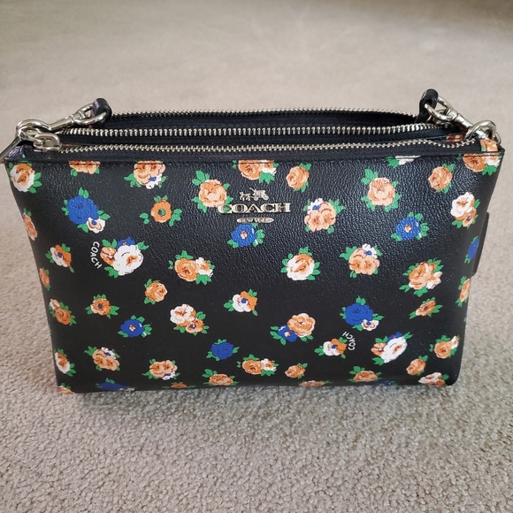 Coach | Bags | Coach Tea Rose Crossbody Bag With Double Zipper | Poshmark